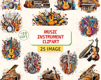 Musical Instruments Watercolour Clipart PNG, Musical Instruments PNG ...