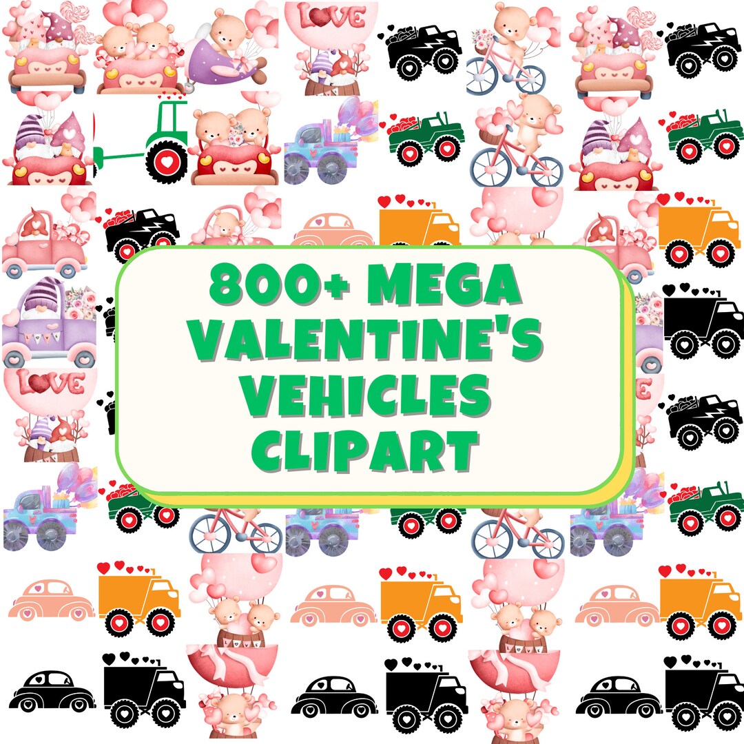 Valentine Vehicles Clipart Bundle, Valentine's Vehicles Clipart ...