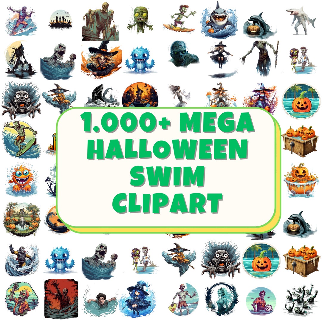 1000 Halloween Swim Bundle Clipart, Swimmer Snapshot Png,swimming ...