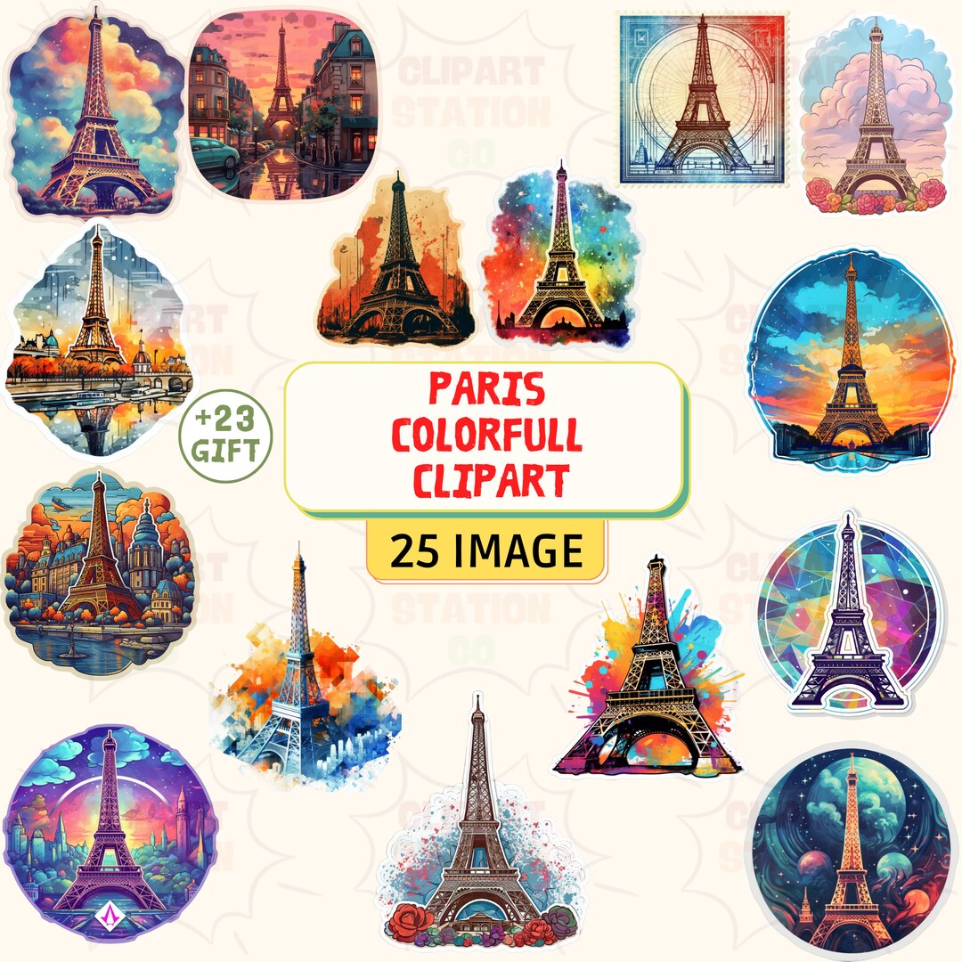 Paris Watercolor Clipart Bundle, Paris Girl Clipart, Eiffel Tower Png ...
