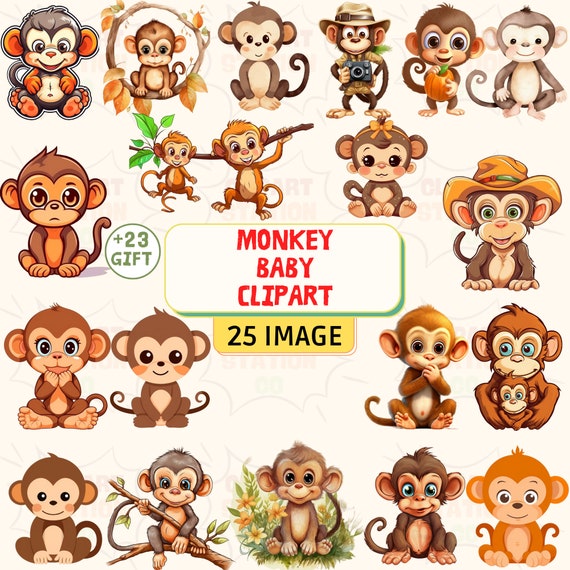 Monkey Baby Shower Clip Art
