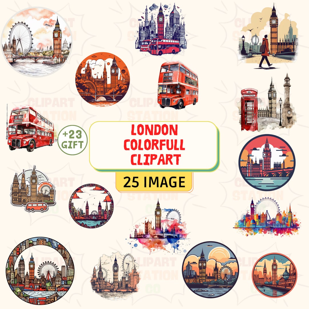 London Watercolor Clipart London Scrapbooking Png London - Etsy