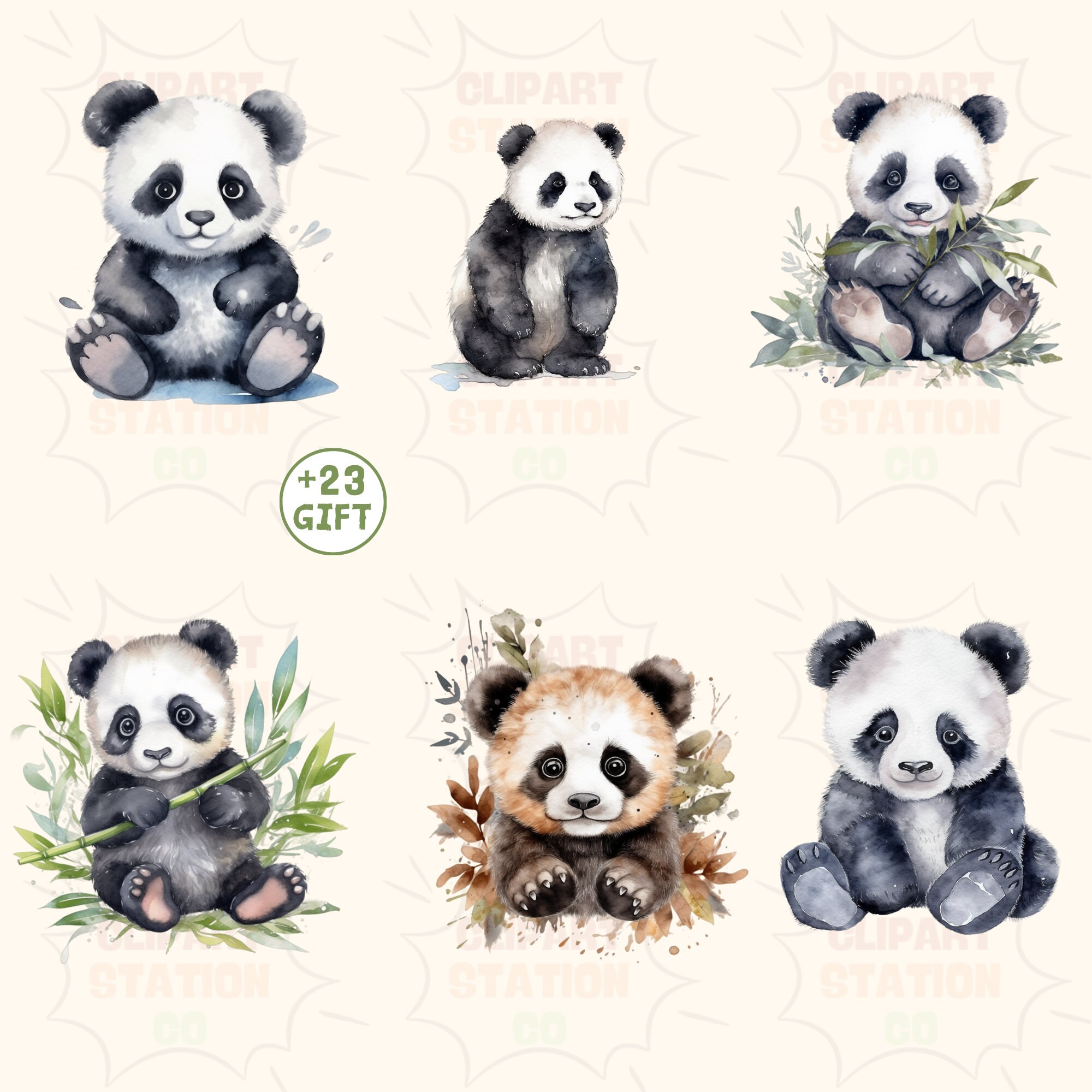 Panda Watercolor Clipart Set, Panda Illustration, Panda Clipart PNG ...