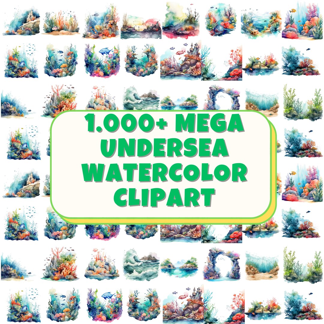 Watercolor Under the Sea Animals Bundle Clipart, Watercolor Clipart ...