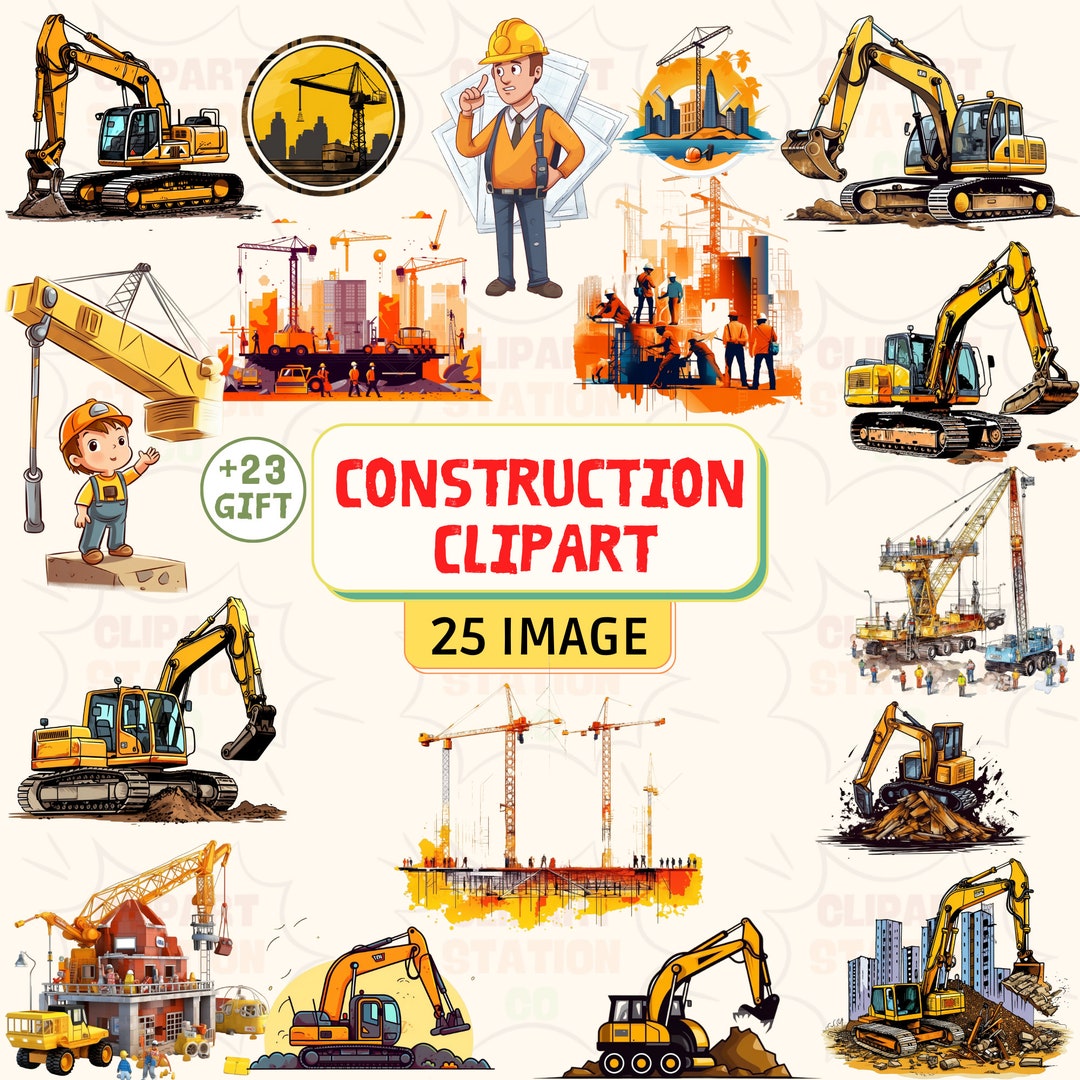 Construction Clipart Set, Construction Trucks Bundle Clipart ...