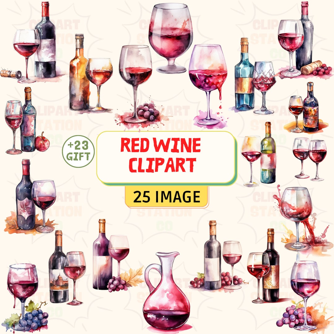 Watercolor Red Wine Clipart, Wine Grapes, Elegant Wine Images, Red Wine ...