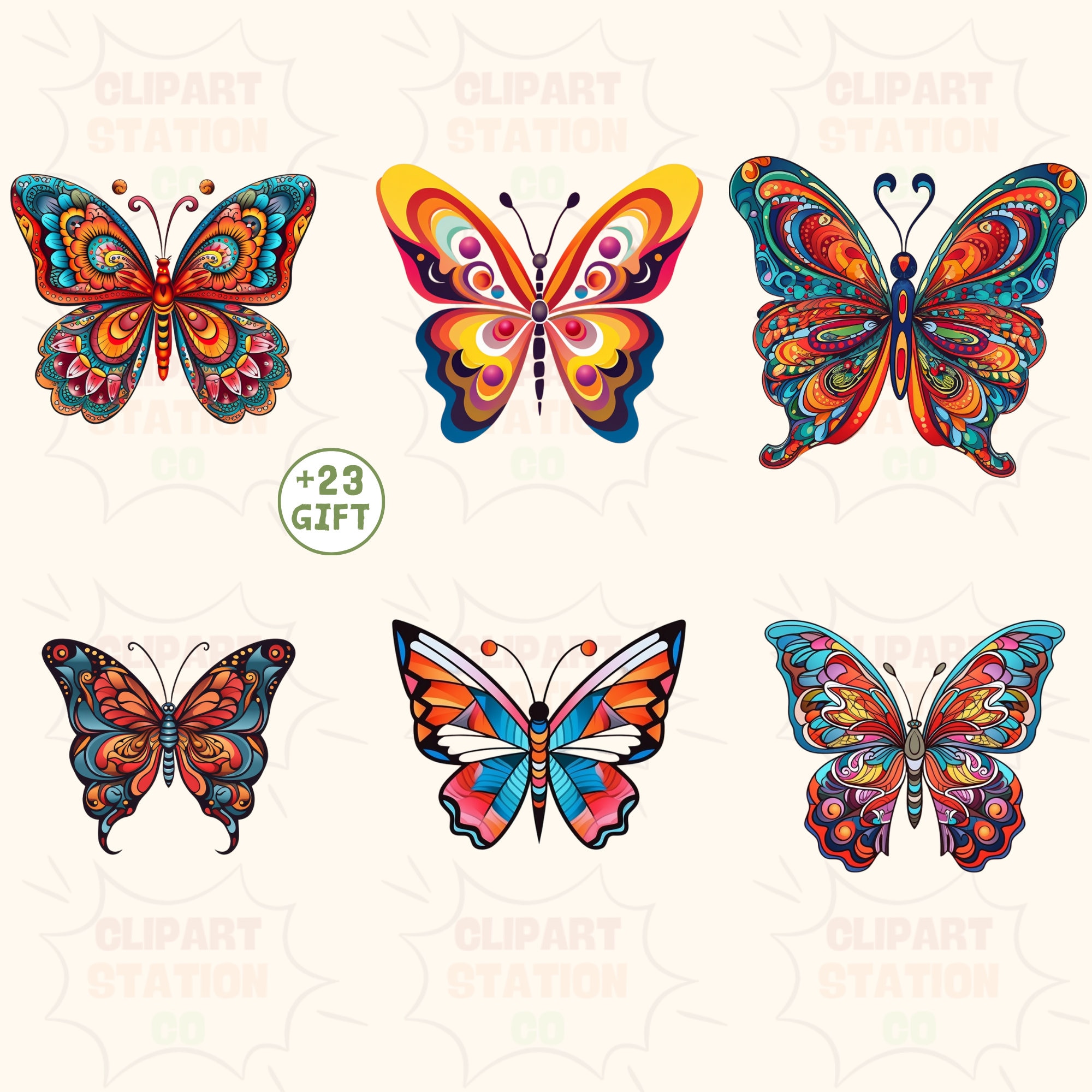 Butterfly Colorful Clipart Mega Bundle, Watercolor Butterflies ...