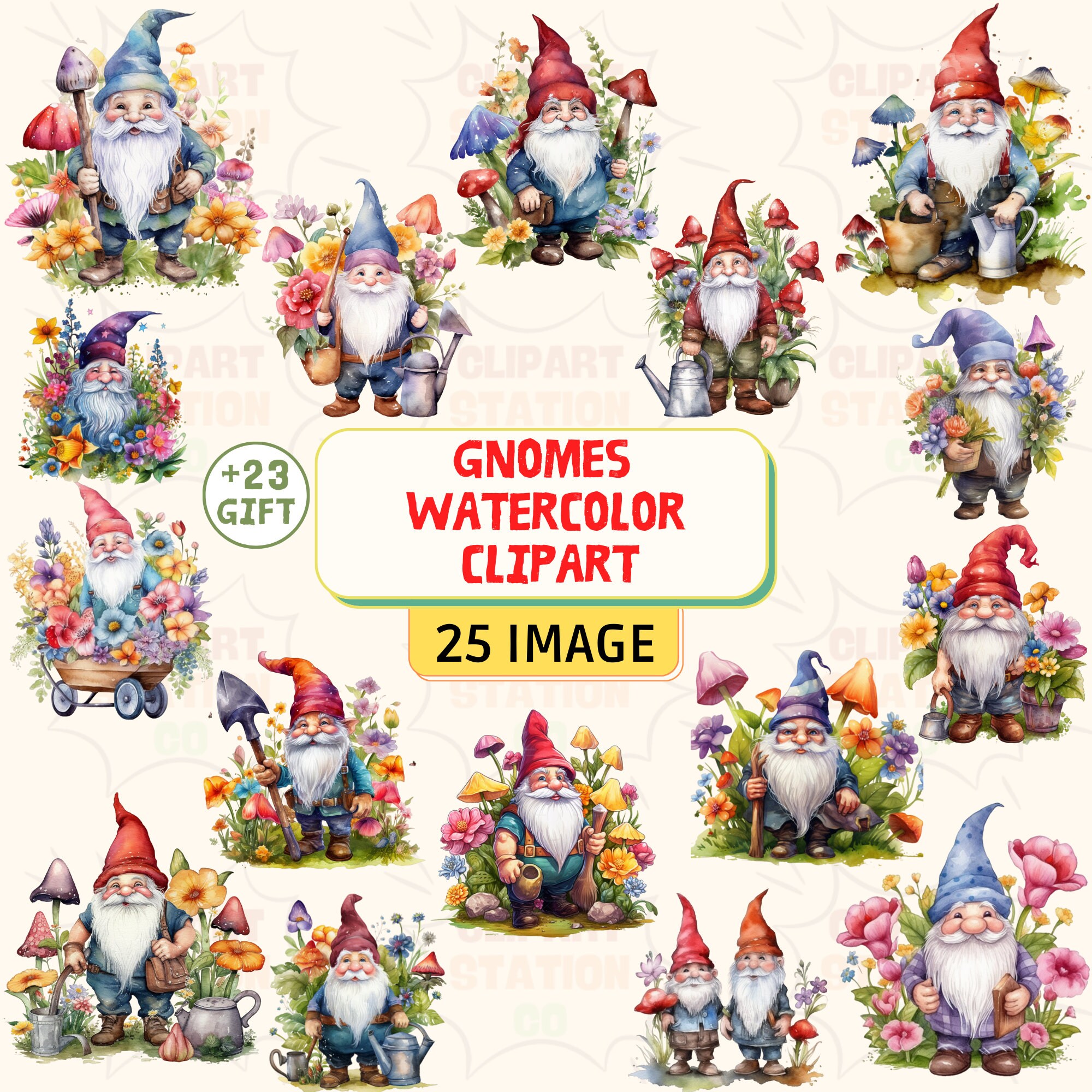 Gnomes Watercolor Clipart Bundle, Magical Enchanting Fairytale ...