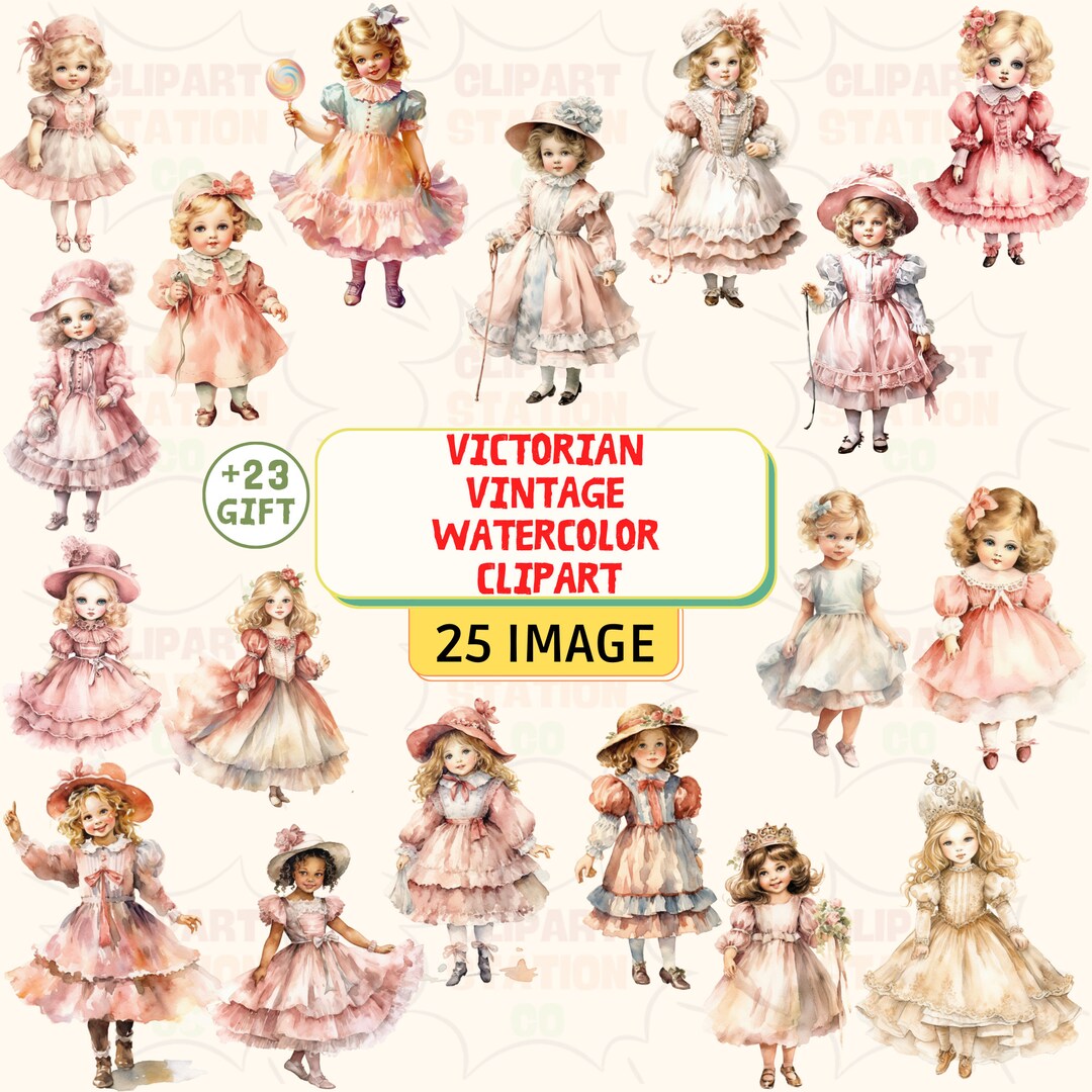 Victorian Vintage Girl Clipart, Vintage Kid Wearing Pink Dress ...