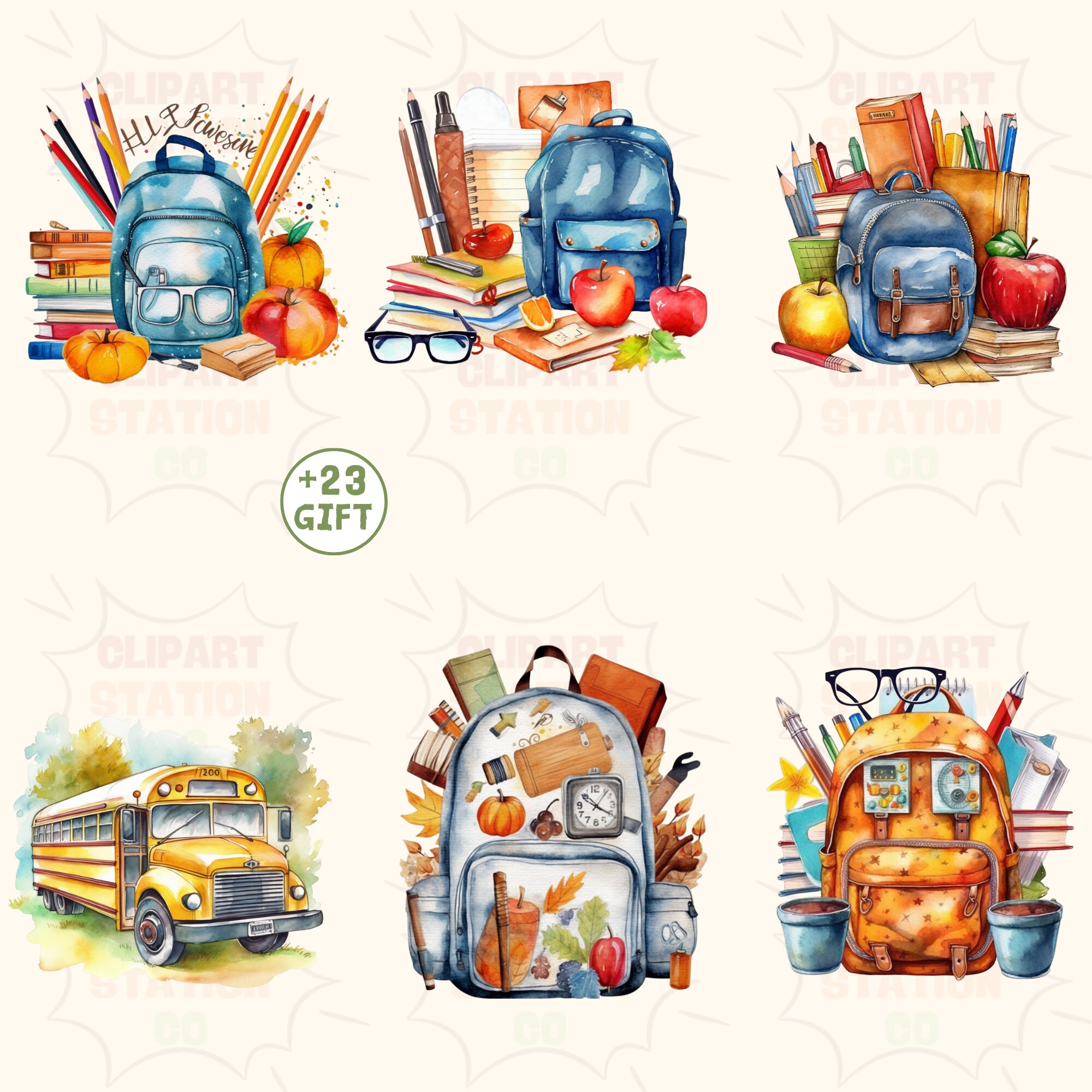 Cute School Colorful Teacher Clipart Bundle Student Supplies - Etsy