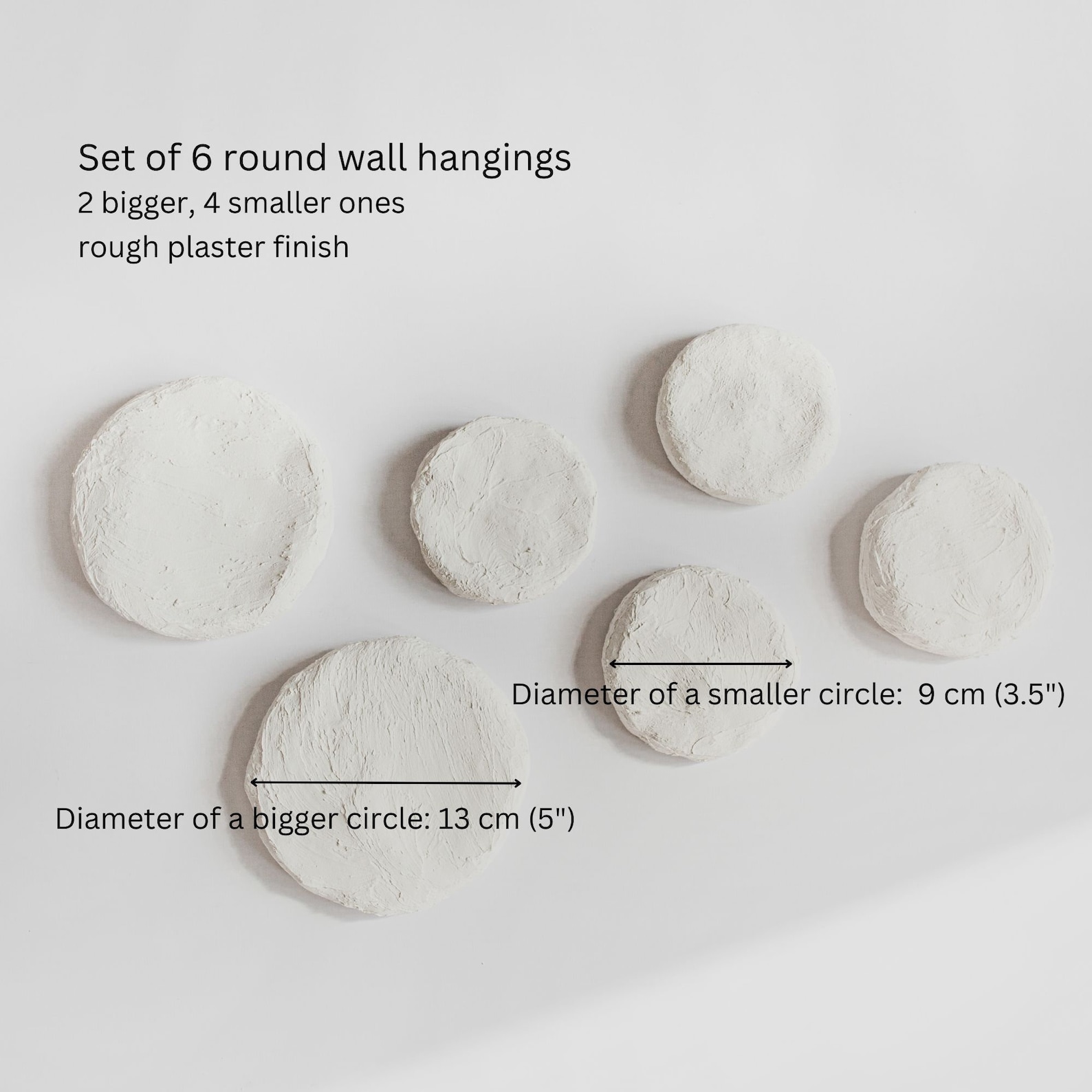 Round Wall Hanging, Organic Texture Wall Art Set of 6, Wabi Sabi Decor, Plaster Wall Art ...