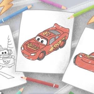 50 Cars Printable Coloring Pages, Lightning Mcqueen (digital Download ...