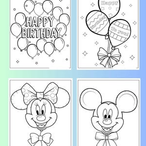 Birthday Coloring Page for Kids , Birthday Party Coloring Sheet , Set ...