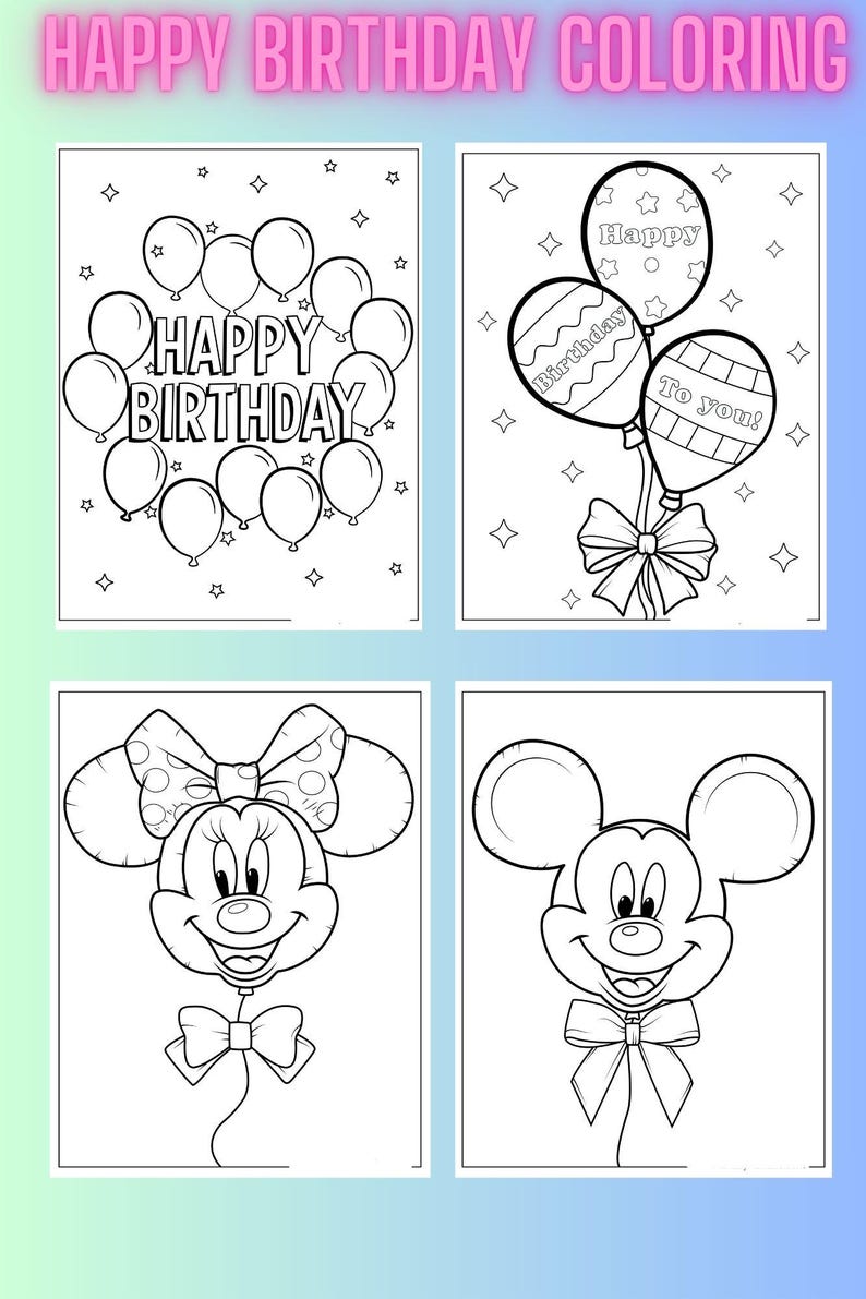 Birthday Coloring Pages for Kids, Set of 56 (digital Download) - Etsy