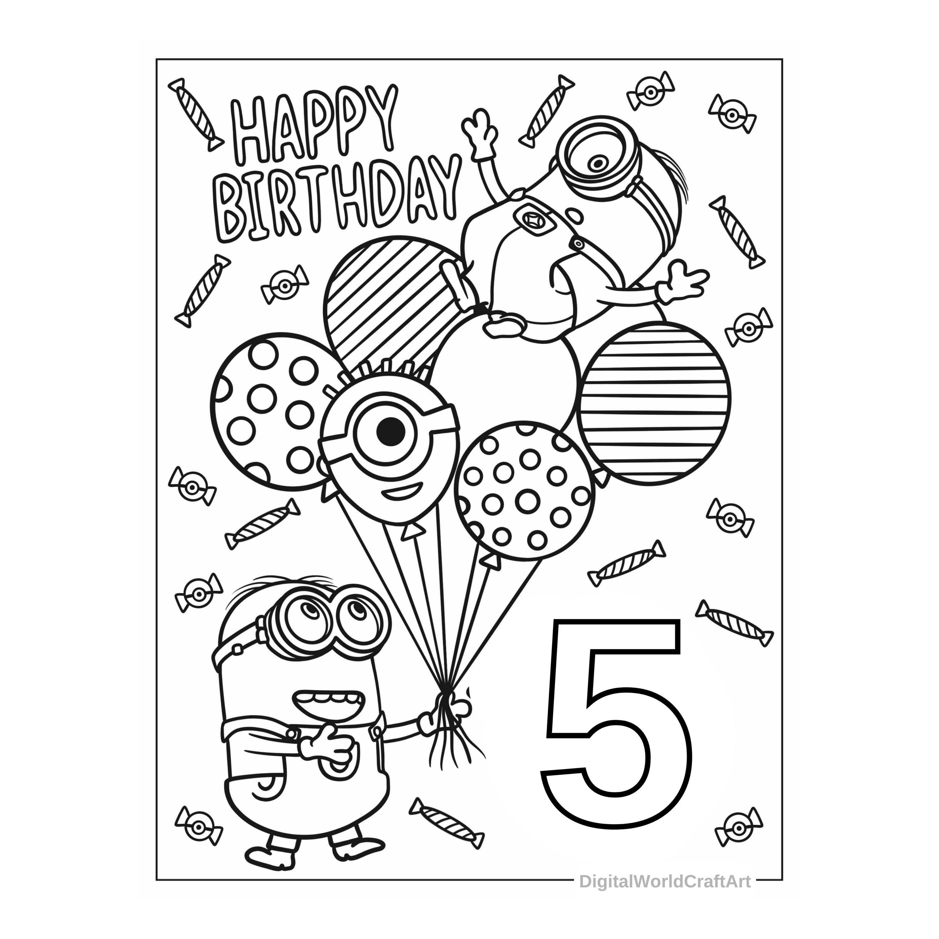 Customizable Birthday Coloring Pages, Birthday Party Coloring, Set of ...