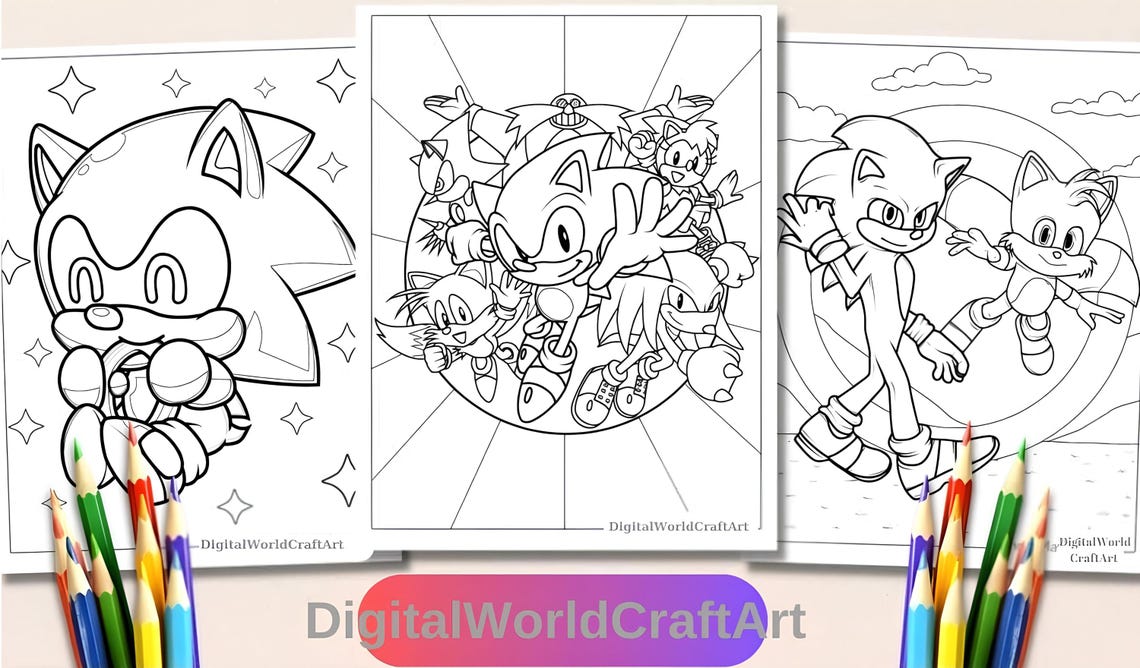 105 Sonic Coloring Pages, Printable Kids Activity (PDF Download) - Etsy