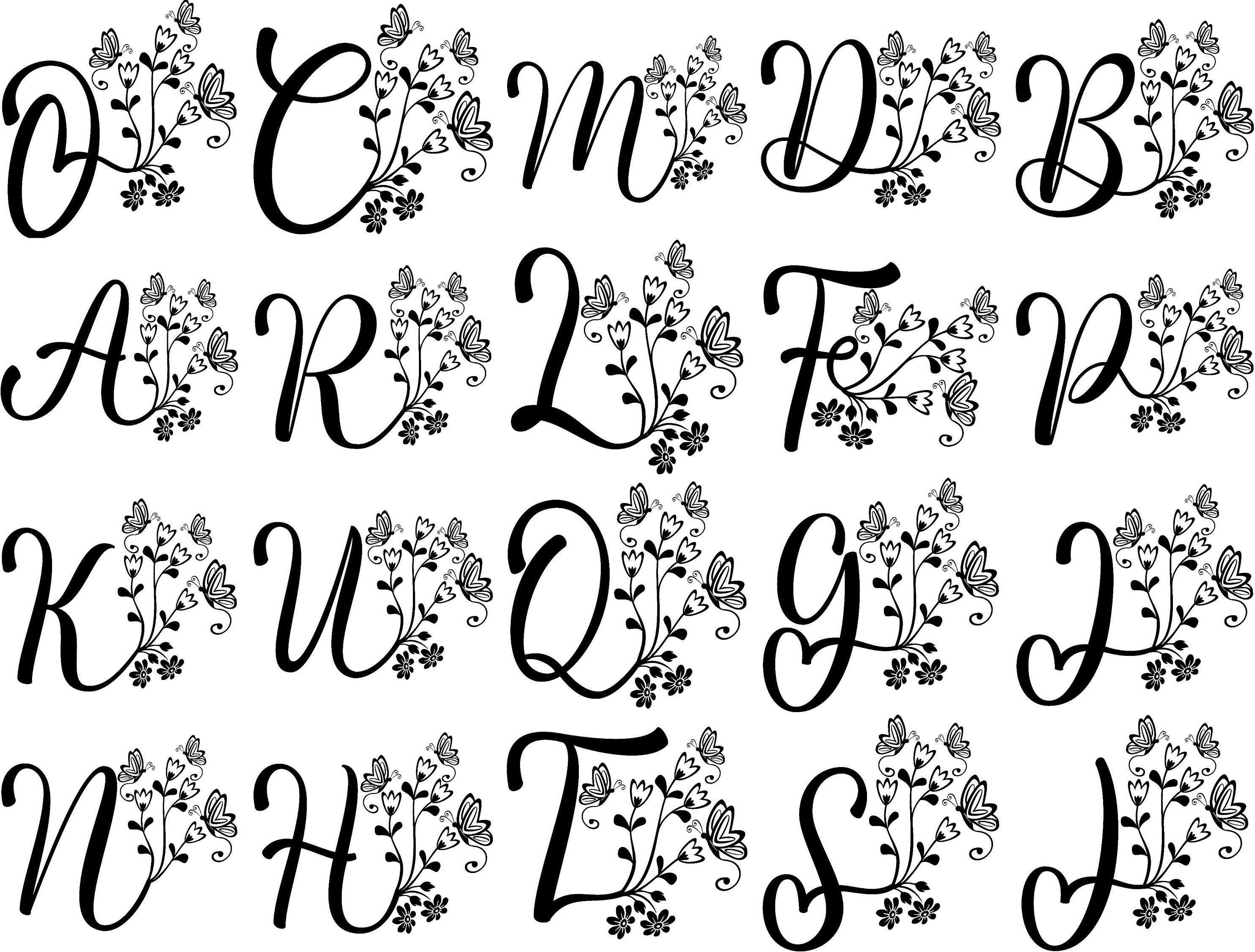 Botanical Monogram SVG Bundle, Floral Alphabet Clipart (digital ...