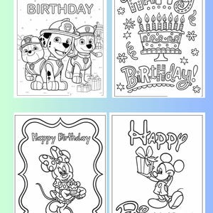 Birthday Coloring Page for Kids , Birthday Party Coloring Sheet , Set ...