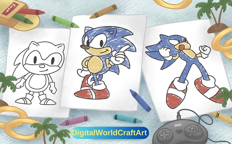 105 Sonic Coloring Pages, Printable Kids Activity (PDF Download) - Etsy