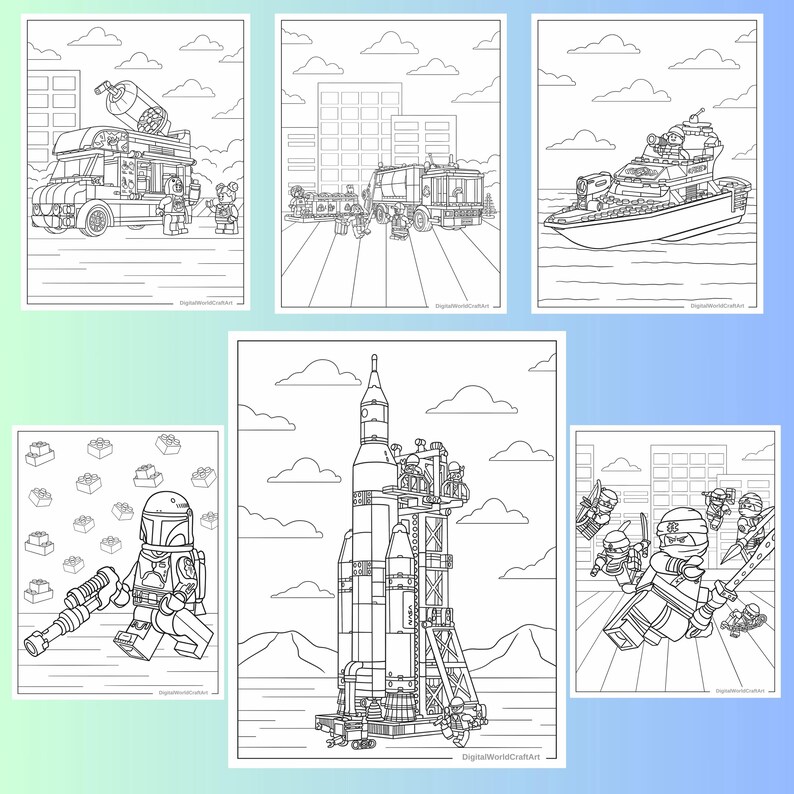Building Blocks Coloring Pages, 59 Page Kids Coloring Book (digital ...