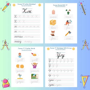 Cursive Alphabet Worksheets (from O-Z) Practice Worksheets for Kids ...