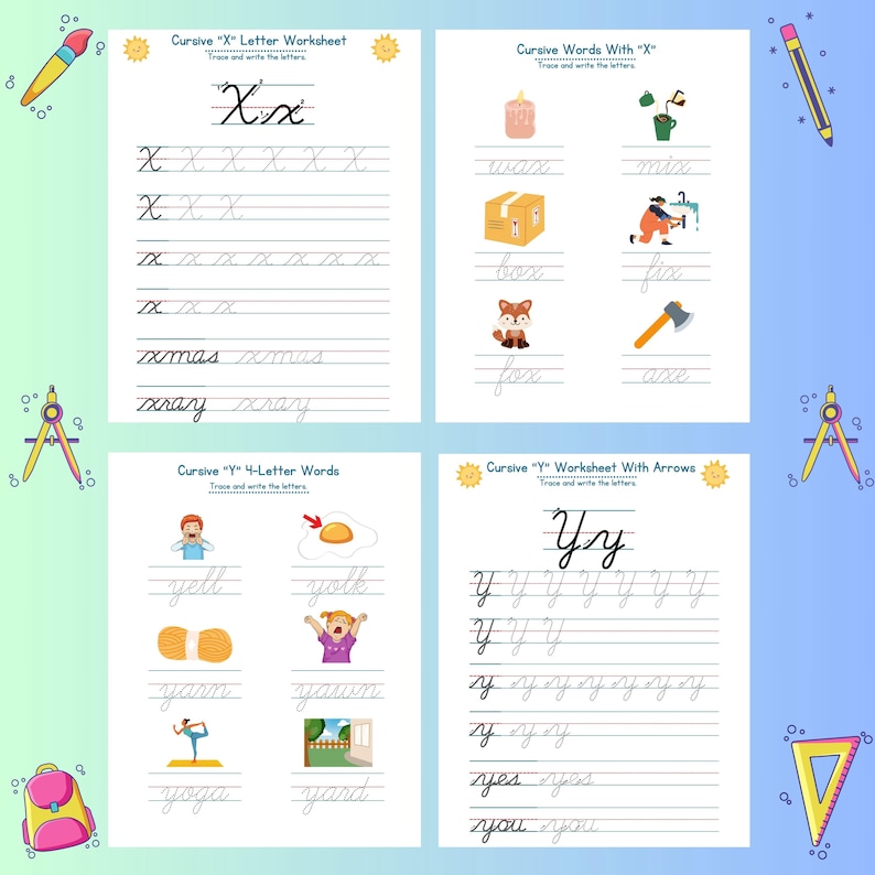 Cursive Alphabet Worksheets from O-Z Practice Worksheets for Kids ...