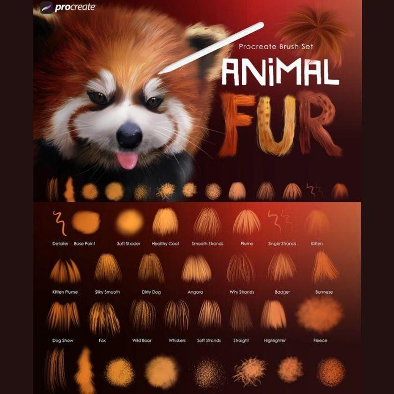 155 Brushes, Animal Fur Procreate Brushes, Fur Brushes Procreate ...