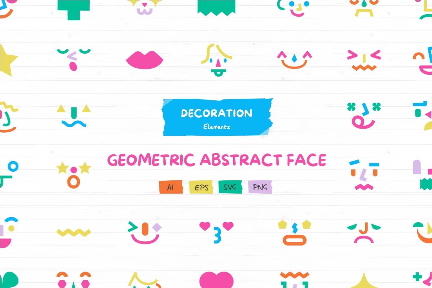 Smiley Face Digital Download PNG ,emoji & Smiley Bundle, Geometric ...