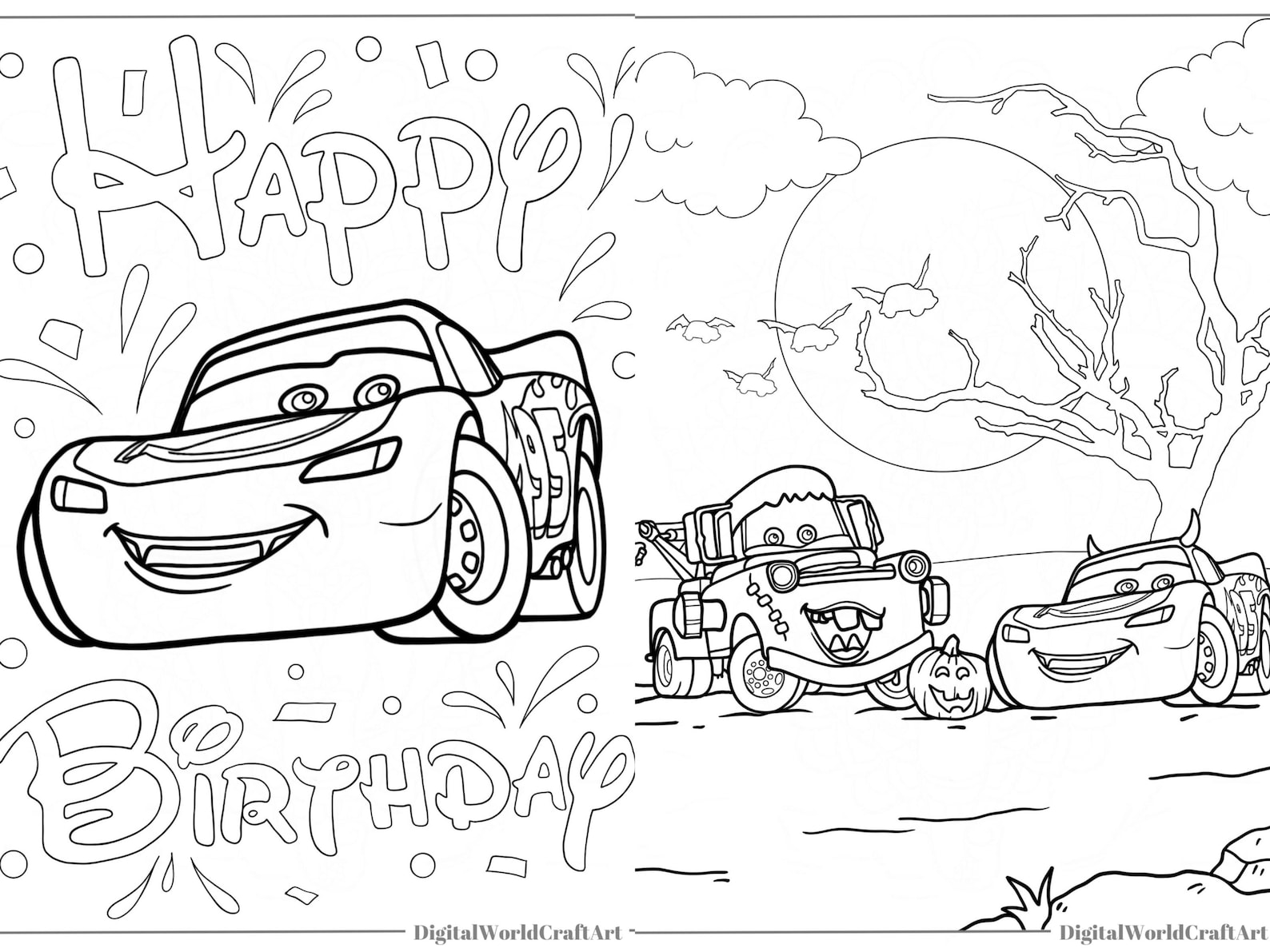 50 Cars Printable Coloring Pages, Lightning Mcqueen Coloring Book, Fun ...