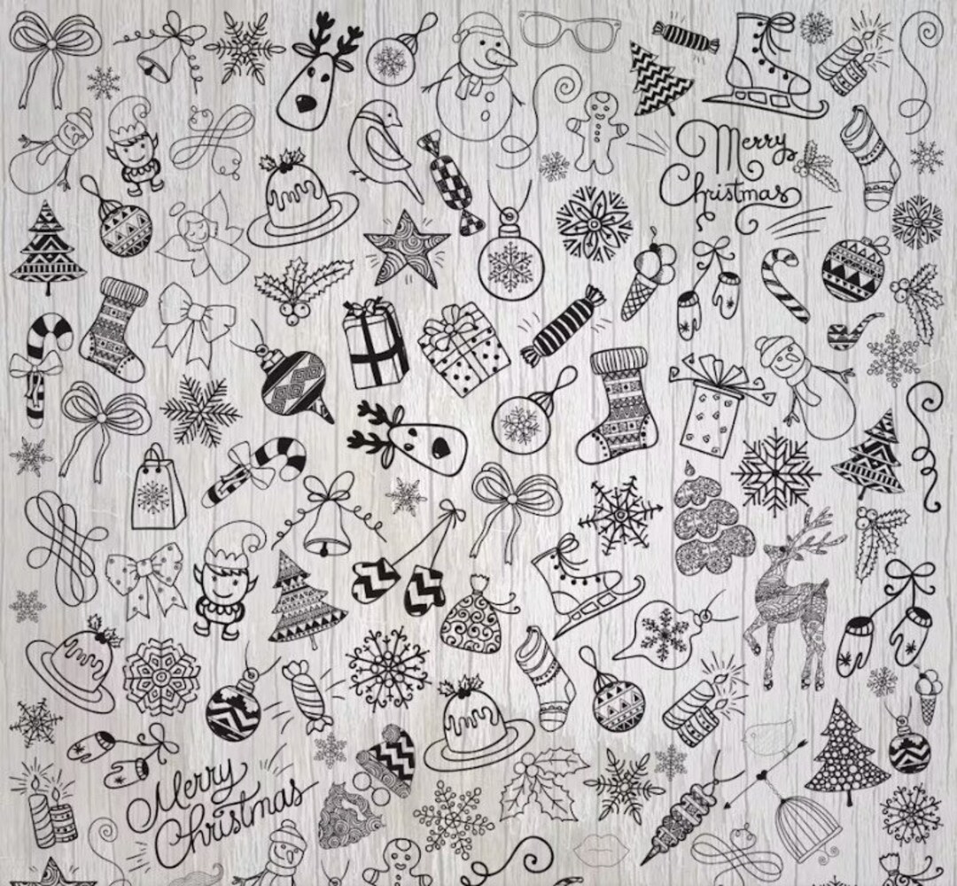 Christmas Doodle SVG Bundle, Holiday Elements (digital Download) - Etsy