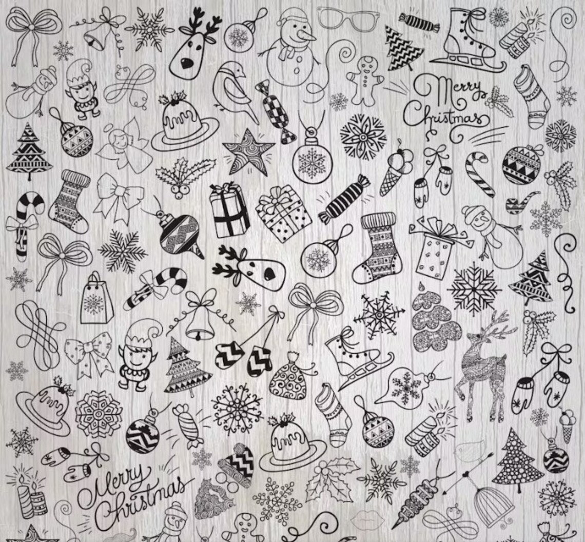 Christmas Doodle SVG Bundle, Holiday Elements (digital Download) - Etsy