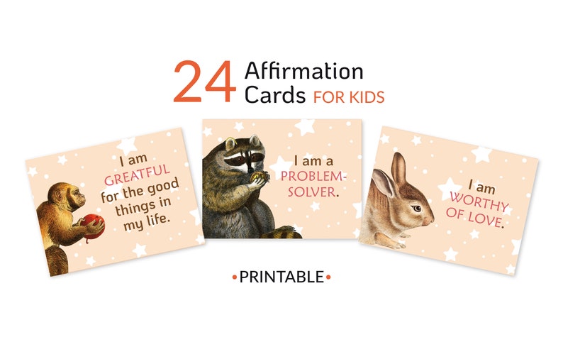 24 Powerful Affirmation Cards for Kids With Vibrant - Etsy