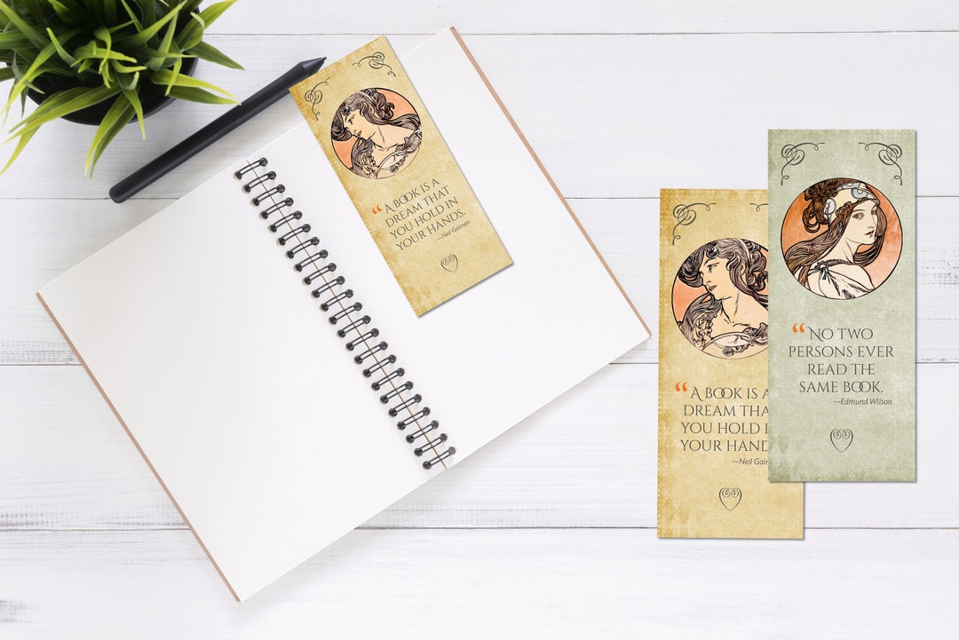 Two Elegant Bookmarks With Artwork by Mucha - Etsy