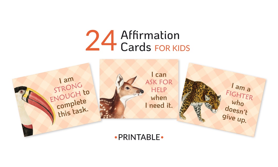 24 Powerful Affirmation Cards for Kids With Vibrant Illustrations - Etsy