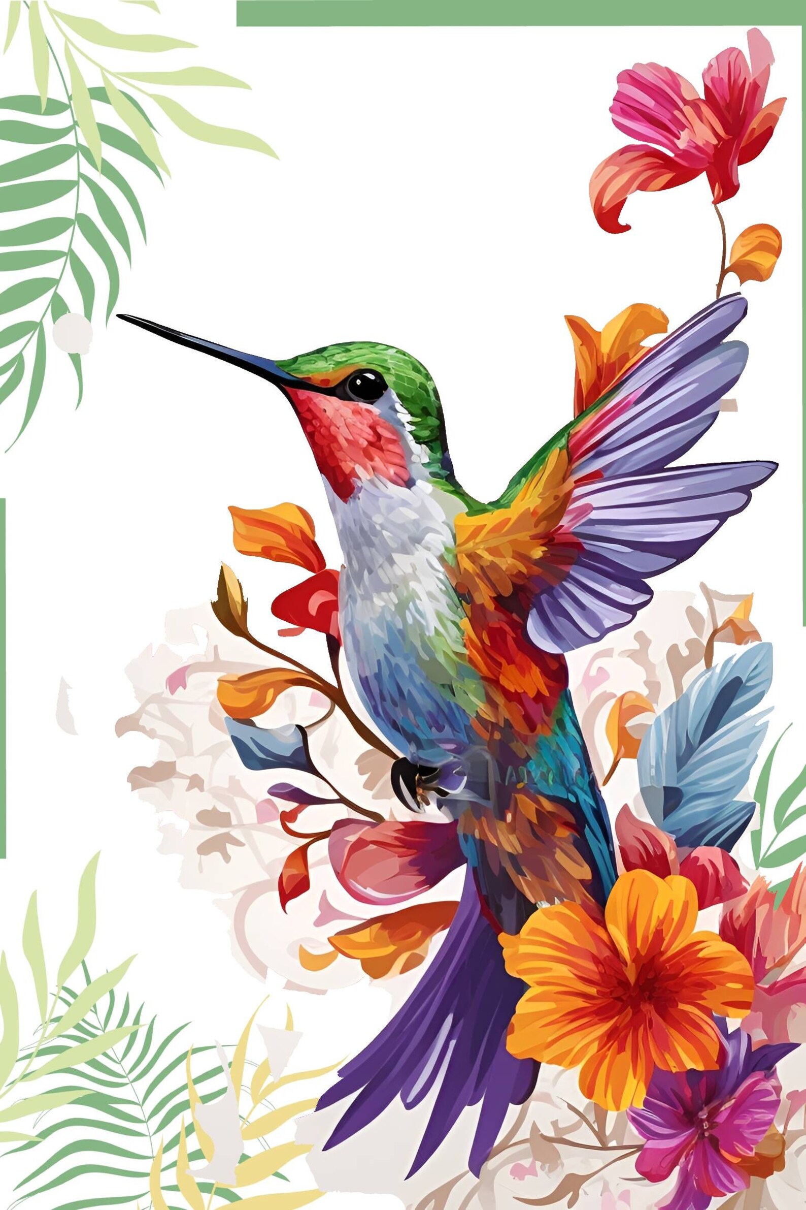 Hummingbird, Beautiful, Fantastic, Colorful, Illustration, White ...