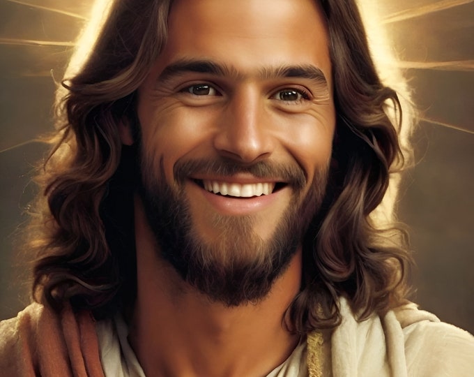 Jesus Smiling, Wall Art, Jesus Wall Art, White Jesus, Home Décor ...