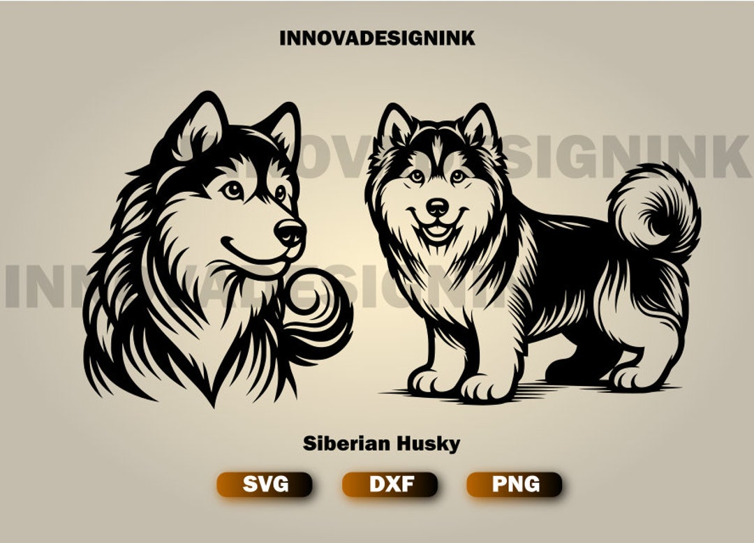 Premium Siberian Husky Outline Laser Cutting Template Svg, Dxf, Png for ...