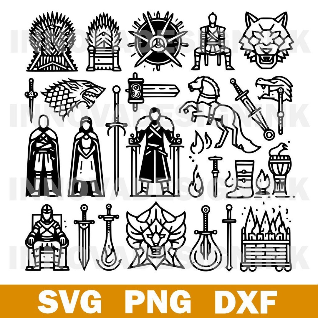 Iron Throne Icons: 24 Majestic Symbols Clipart Vector for Epic Designs ...