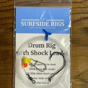 2 Drum Rigs With 20' Shock Leader, Puppy Drum, Redfish, Surf Fishing ...