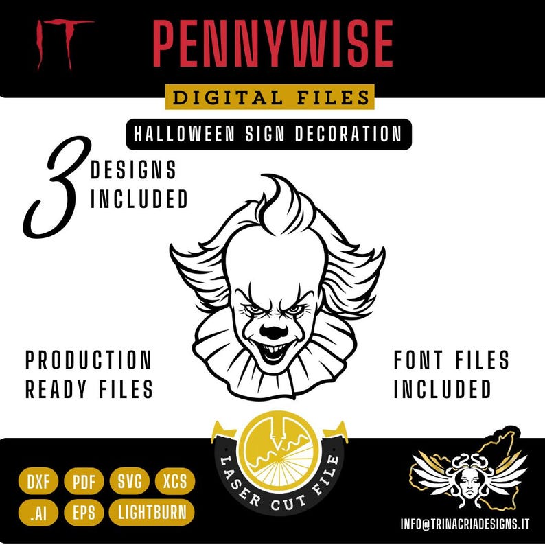 Pennywise Laser Cut Digital Files – Horror Theme Halloween Decor 3 ...