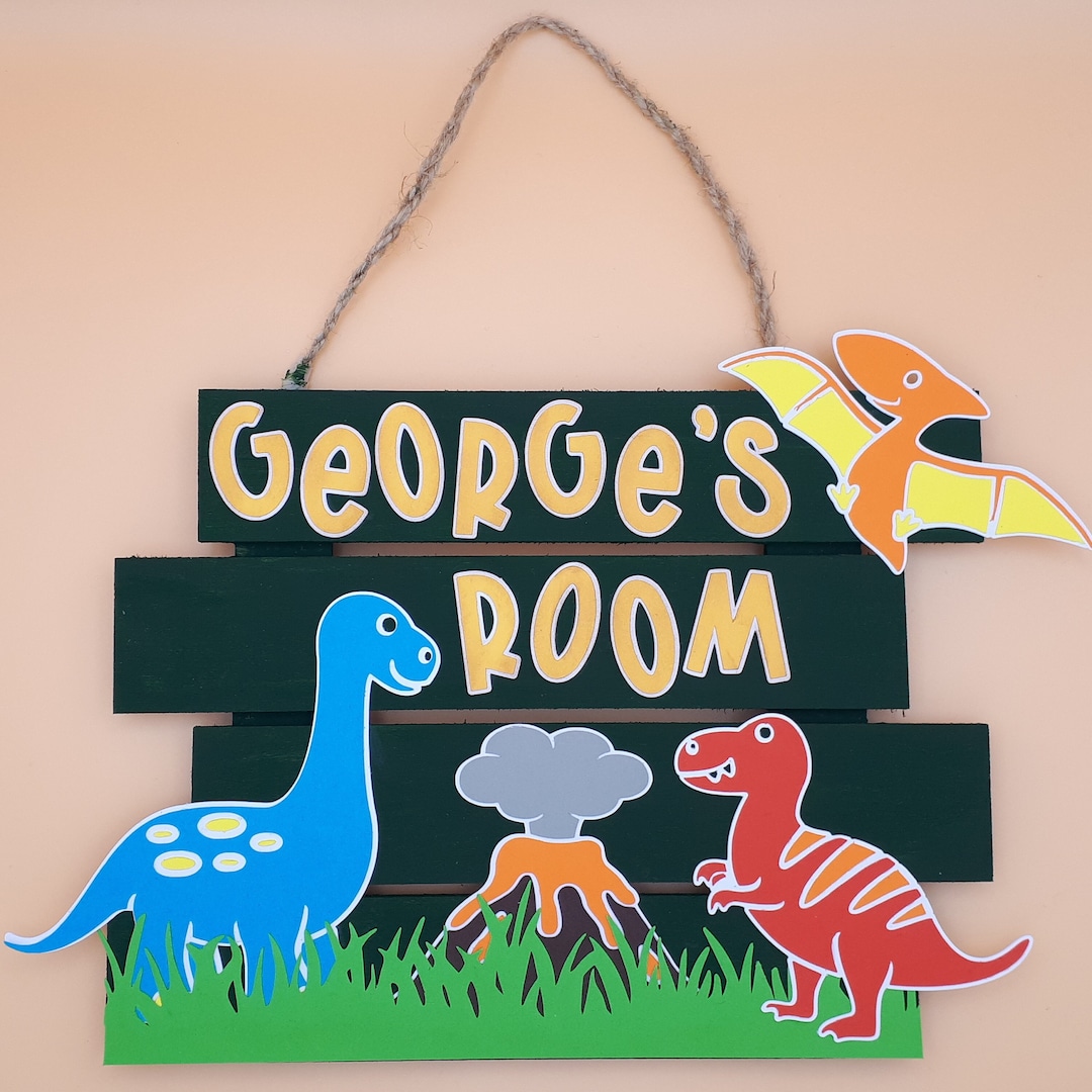 Dinosaur Themed Children's Door Sign - Etsy