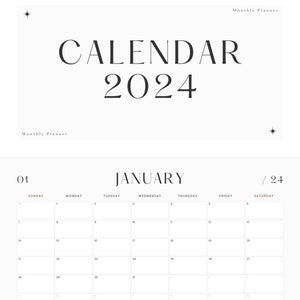 2024 Black & White Printable Calendar - Etsy