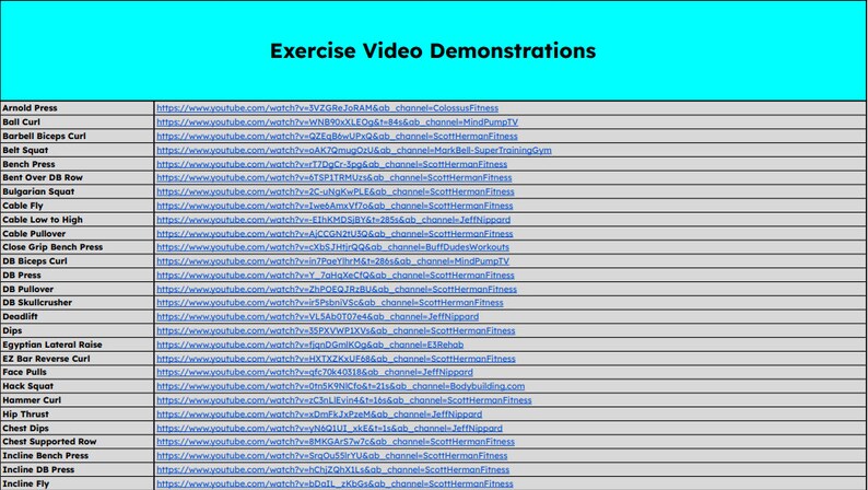 PPL Workout Plan - Etsy