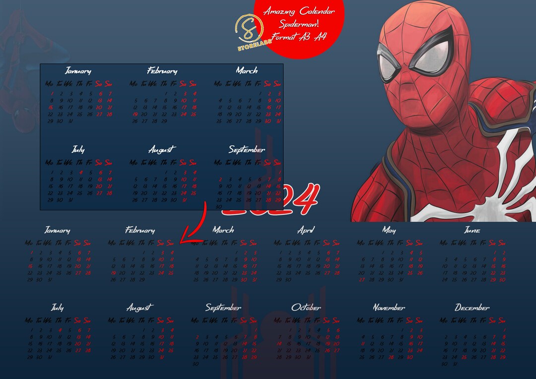 Spiderman 2024 Calendar - Etsy
