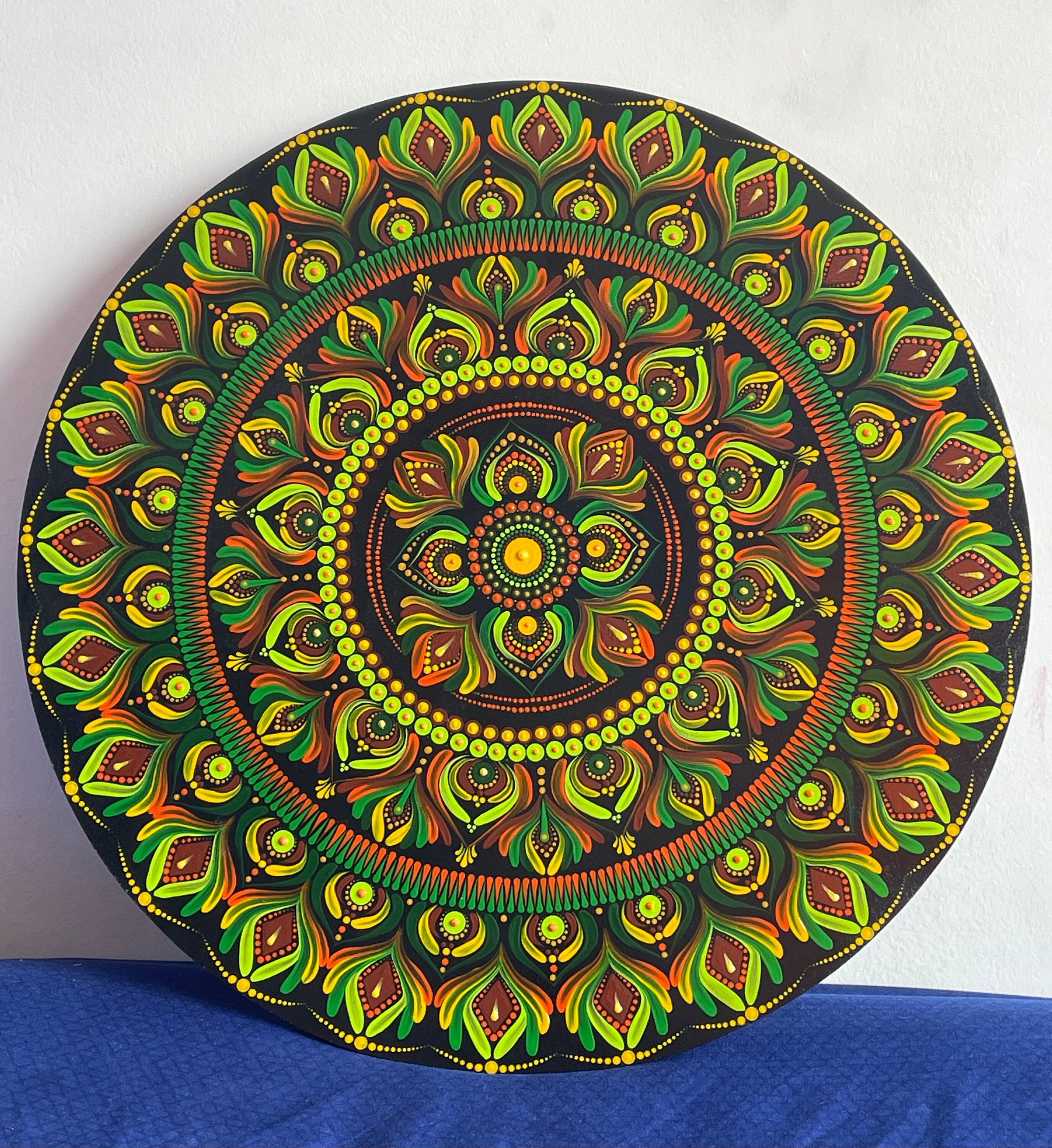 Vibrant 18-inch Round Mandala Dot Art Festive and Colorful Home Decor ...
