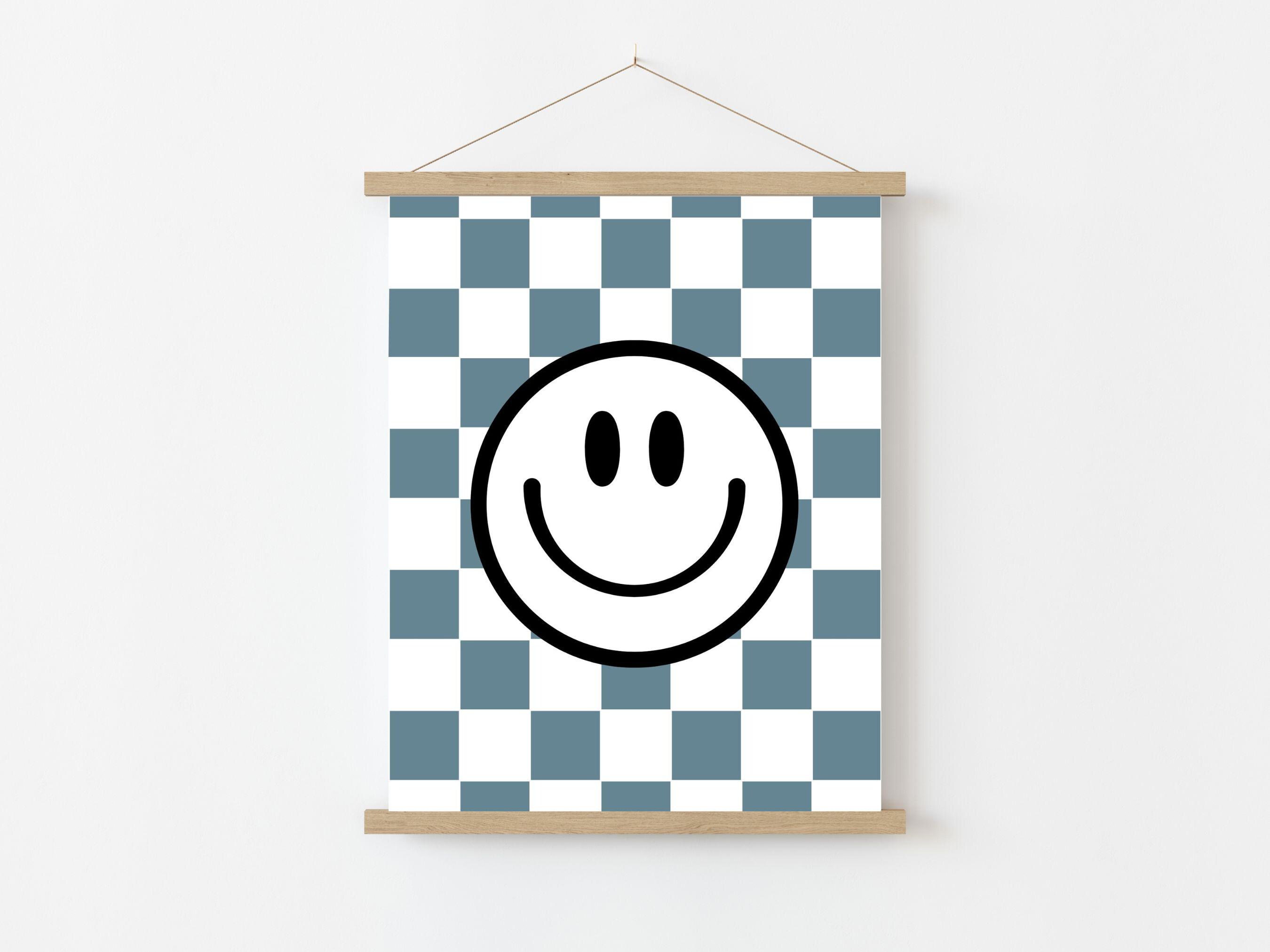 Checkerboard Smiley Face Print | Retro Smile | Boys Room Wall Print ...