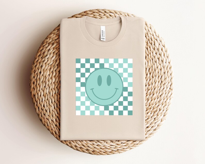Checkered Teal Smiley Face PNG | Retro Smiley Face Png | Cute ...