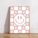 Retro Smiley Face Print | Checker Smiley Poster | Girls Room Wall Art ...