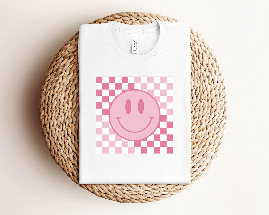 Checkered Pink Smiley Face PNG | Retro Smiley Face Png | Cute ...