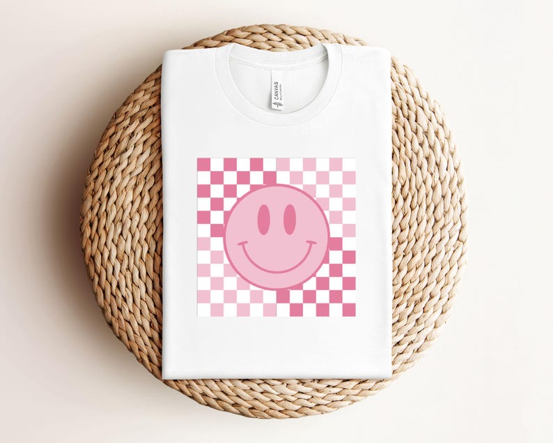 Checkered Pink Smiley Face PNG | Retro Smiley Face Png | Cute ...